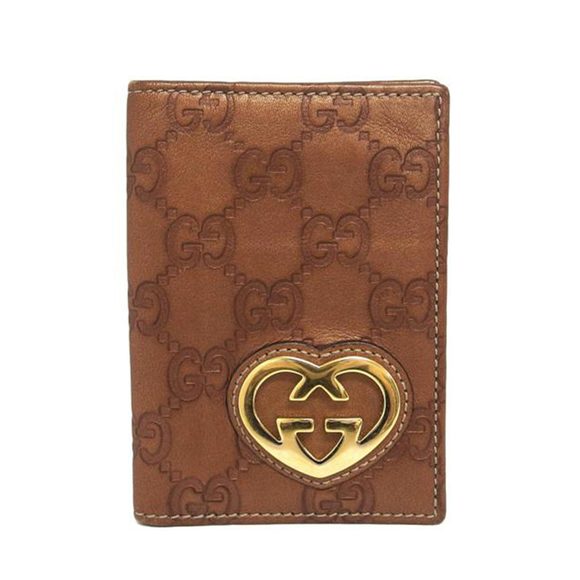 Gucci | Bags | Gucci Lovely Guccissima Bifold Pass Case Metallic Brown ...